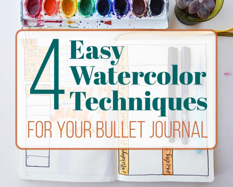 4 Easy Watercolor Techniques for Your Bullet Journal