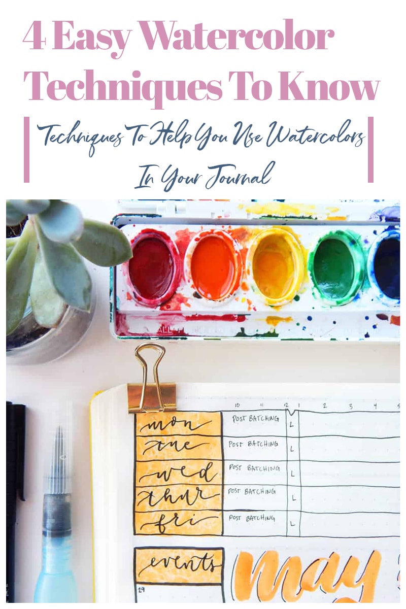 4 Easy Watercolor Techniques for Your Bullet Journal