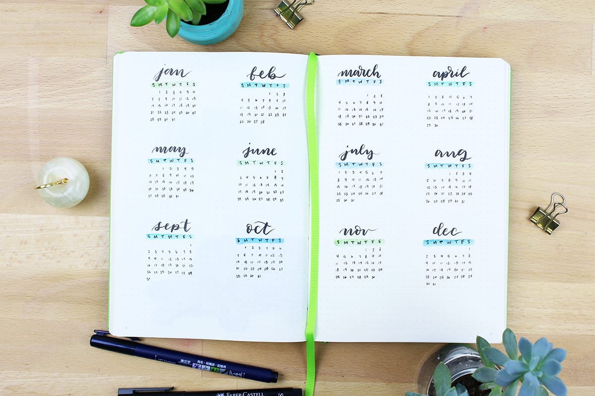 Creating a 2018 Thumbnail Calendar in my Bullet Journal
