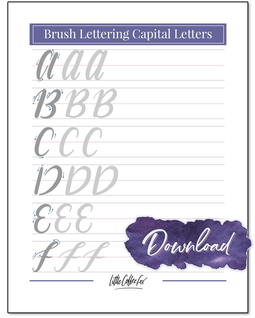 Large Pen Printable Brush Lettering - Capital Letters