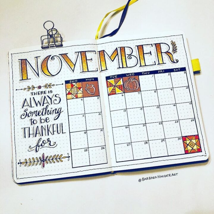 27 Incredible November Bullet Journal Cover Pages (+ Free Printable)