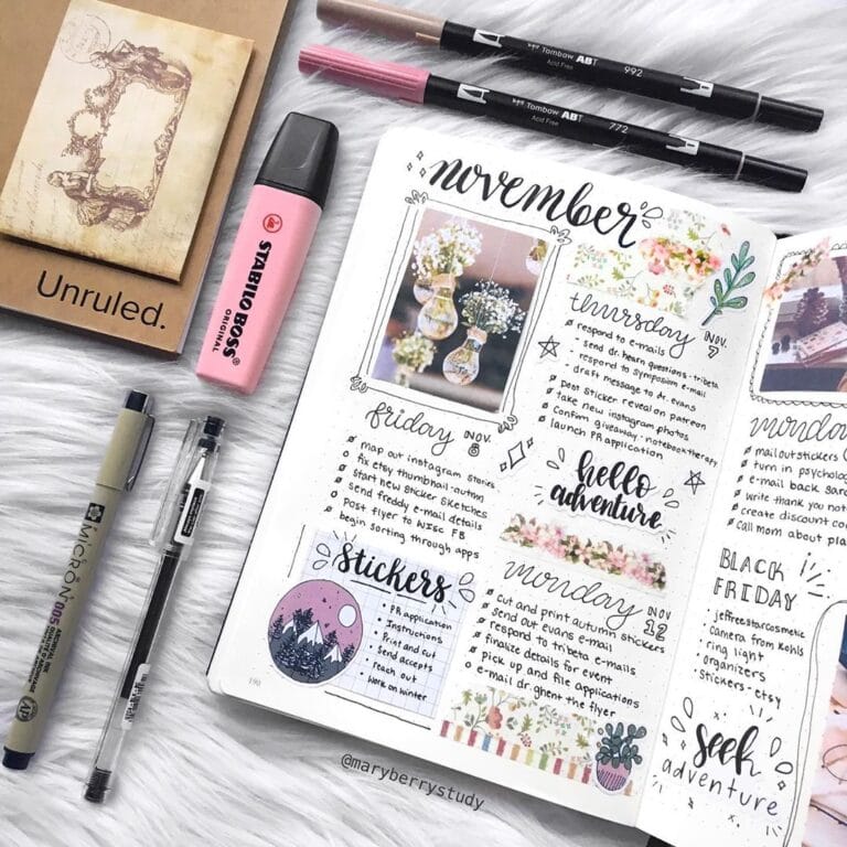 27 Incredible November Bullet Journal Cover Pages (+ Free Printable)