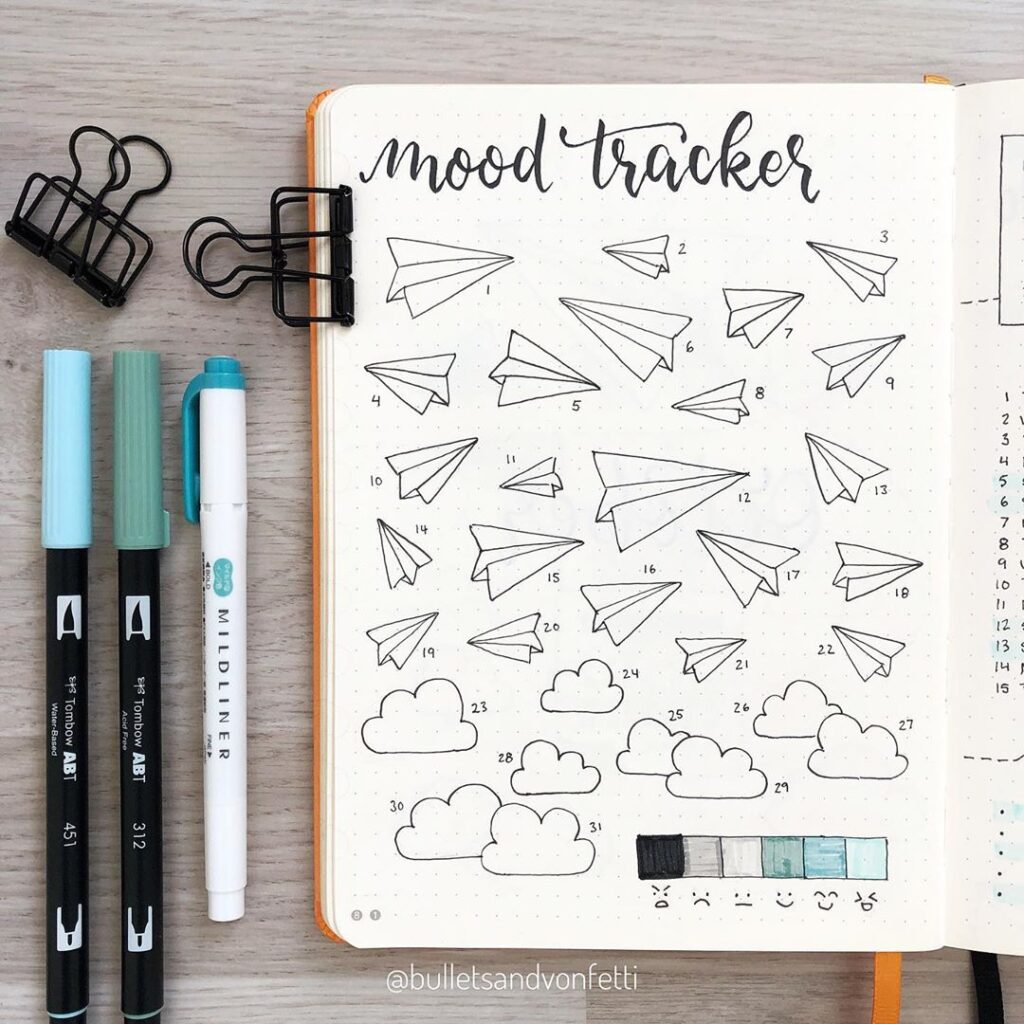 30 Fun & Creative Bullet Journal Mood Tracker Ideas