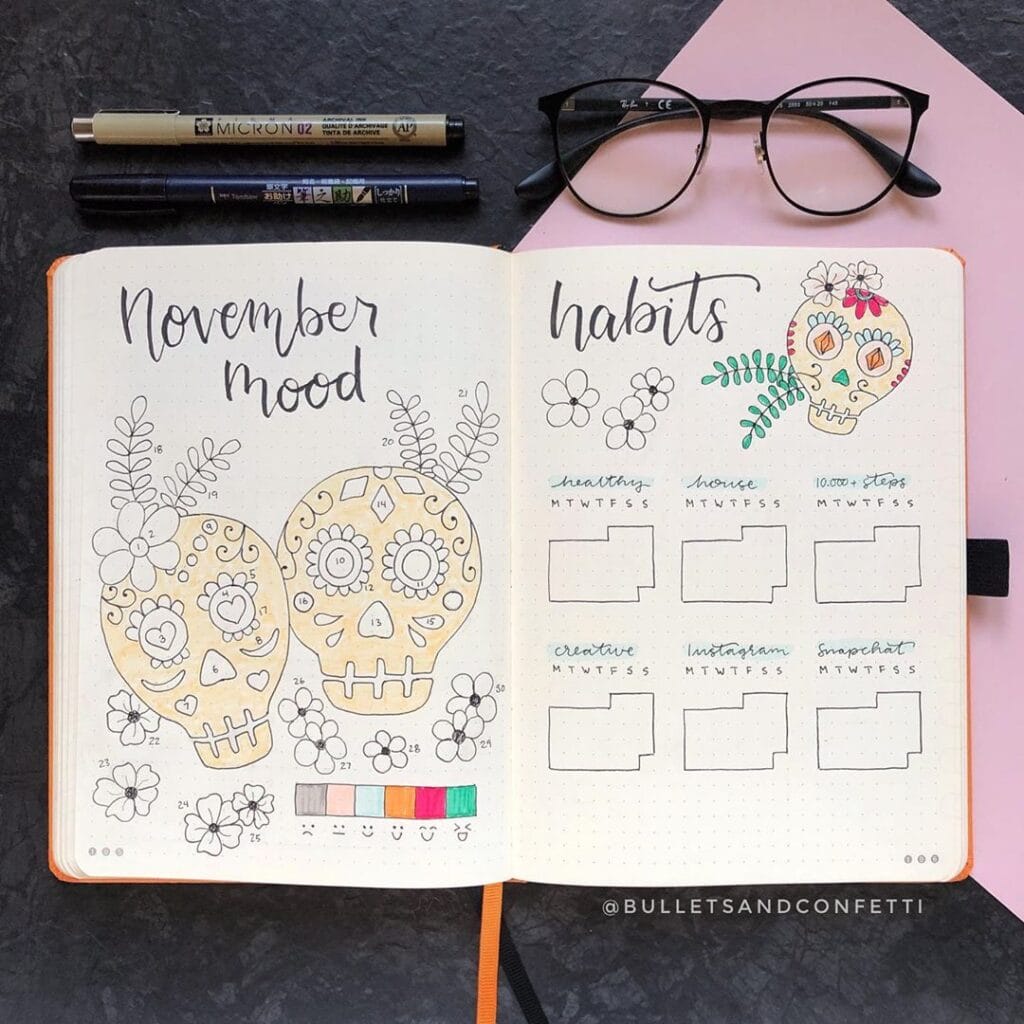 30 Fun & Creative Bullet Journal Mood Tracker Ideas