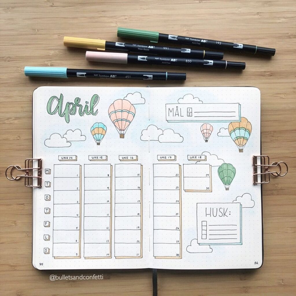 30+ April Bullet Journal Themes to Brighten Your Month