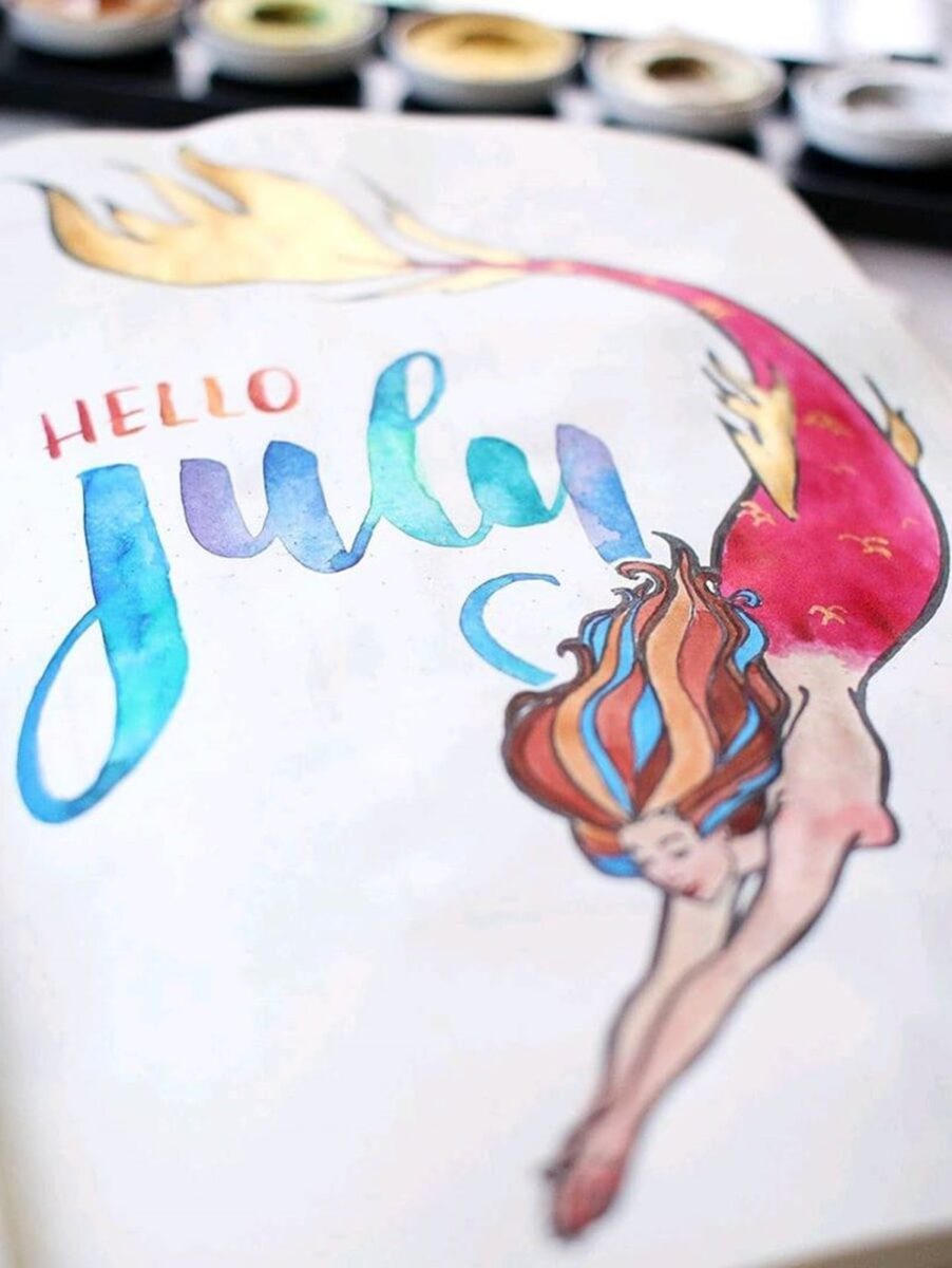 Mermaid Bullet Journal Monthly Spread (With Video)