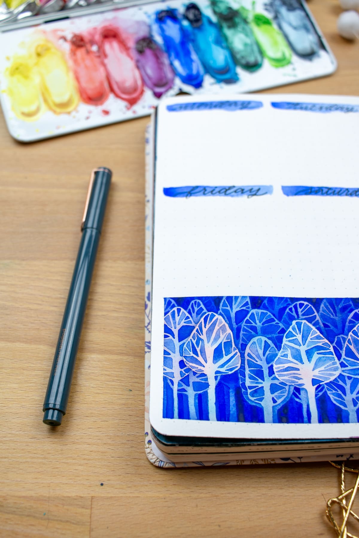 Fantastical Blue Forest -- Bullet Journal Set Up