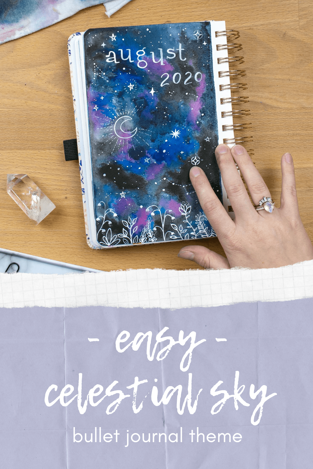 Whimsical Night Sky Illustration -- Bullet Journal Setup